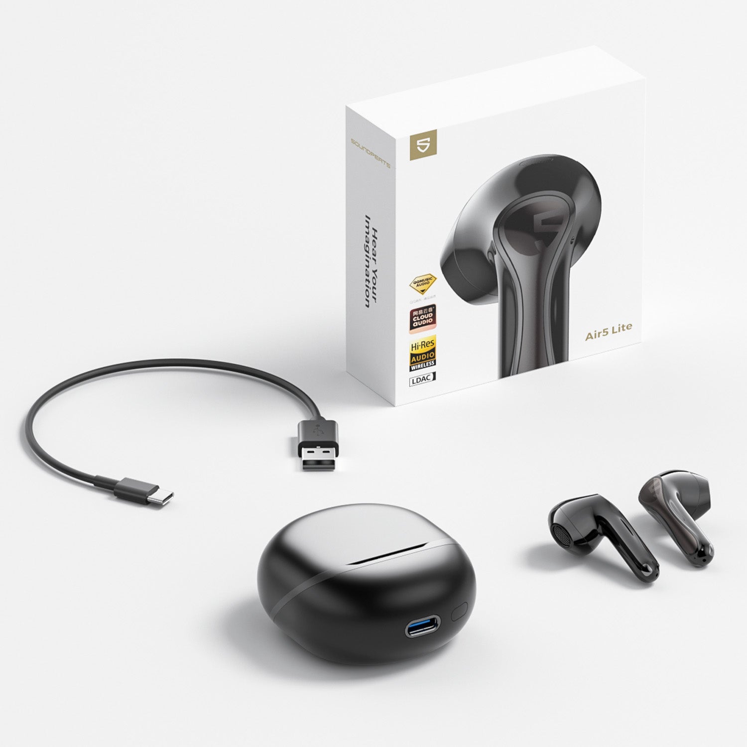 SOUNDPEATS Air5 Lite: Semi-in-ear Wireless Earbuds with Hi-Res LDAC Au