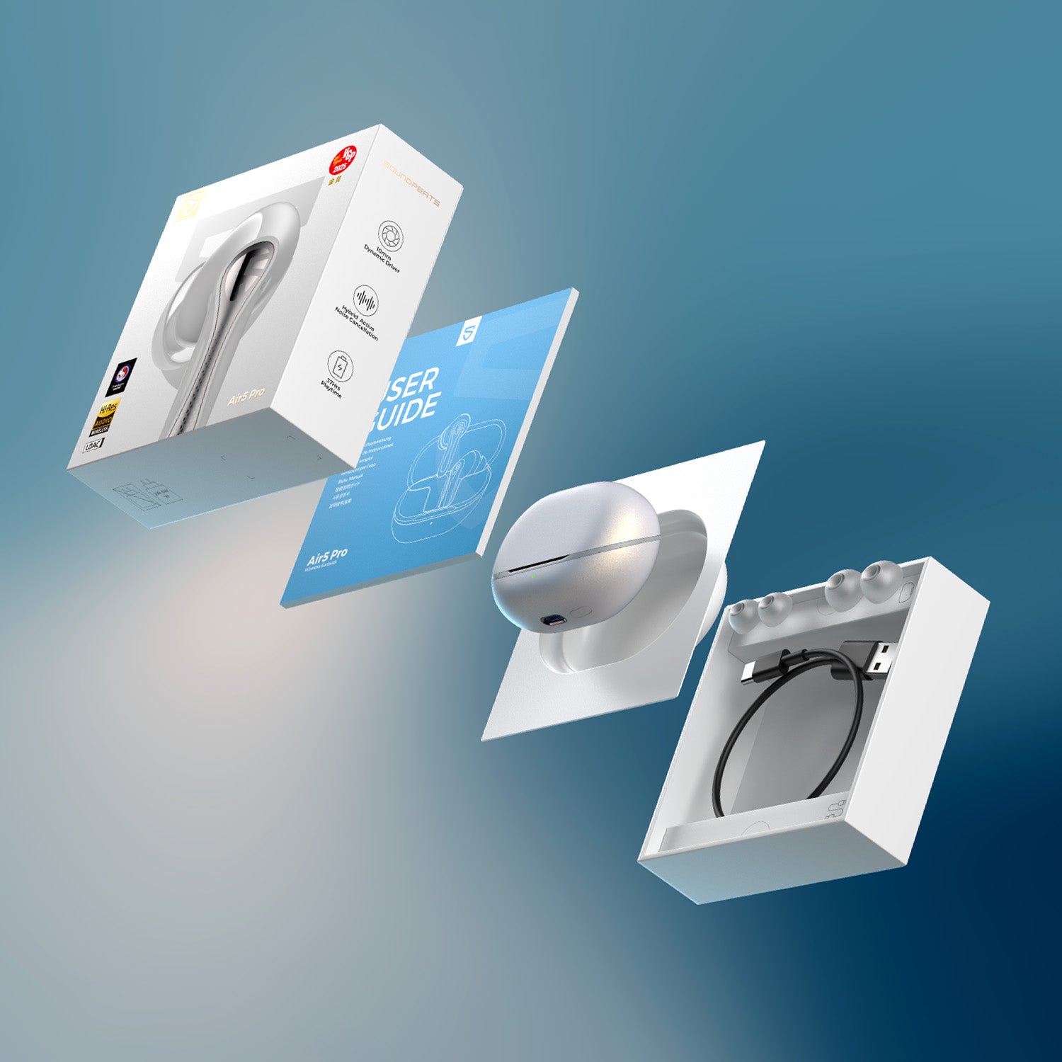 SOUNDPEATS Air5 Pro White – True Wireless Hi-Res Earbuds with Adaptive